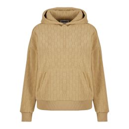 Kapuzenpullover Urban Classics "Urban Classics Ladies Jacquard Velvet Oversized Hoodie", Damen, Gr. S, unionbeige, 100% Polyester, mehrfarbig, oversize, ohne Ausschnitt, Pullover Kapuzenpullover