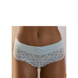 Stringpanty Lascana, Damen, Gr. 32/34, blau (aquablau), Microtouch, Obermaterial: 89% Polyamid, 11% Elasthan, Unterhosen, mit extravaganter Spitze und Zierschleife
