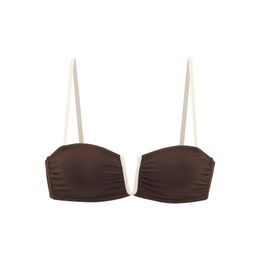 Bandeau-Bikini-Top Copenhagen Studios "Emma", Damen, Gr. 38, Cup C/D, braun (chocolate), Recycling-Polyamid, Bikini-Oberteile, mit Kontrastdetails
