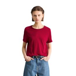 Marc O'Polo T-Shirt MARC O'POLO DENIM "aus Organic Cotton", Damen, Gr. XS, vivid cherry, Obermaterial: 100% Baumwolle, unifarben, Basic, relaxed fit, Rundhals, Shirts T-Shirt