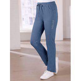 Schlupfhose, Damen, Gr. 40, Normalgr&ouml;&szlig;en, blau (jeansblau), 100% Baumwolle, unifarben, Hosen Schlupfhose