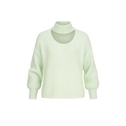 Rundhalspullover CLOUD 5IVE "CLOUD 5IVE Pullover mit Stehrollkragen und V-Ausschnitt", Damen, Gr. L, mint, 100% Polyacryl, unifarben, normal, Pullover Rundhalspullover