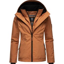 Outdoorjacke Marikoo "Erdbeere", Damen, Gr. L (40), braun (zimt), Oberstoff: 100% Polyester. Futter: 100% Polyester. Wattierung: 100% Polyester. &Auml;rmelfutter: 100% Polyester, tailliert h&uuml;ftbedeckend, &Auml;rmel ohne &Auml;rmelschlitz Rippstrickb&uuml;ndchen kontrastfarben, Jacken Outdoorjacke, sportliche Funktionsjacke mit Kapuze