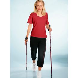 Sporthose Catamaran, Damen, Gr. 40/42, Normalgr&ouml;&szlig;en, schwarz (schwarz, rot), 92% Baumwolle, 8% Elasthan, gemustert, gestreift, unifarben, 3/4-L&auml;nge, Hosen Sporthose