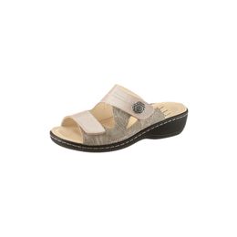 Pantolette Belvida, Damen, Gr. 39, grau (taupe, bedruckt), Glattleder, Nubukleder, Schuhe Pantolette