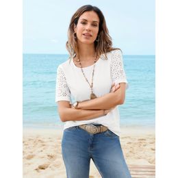 Rundhalsshirt Inspirationen "Kurzarm-Shirt", Damen, Gr. 46, ecru, 100% Baumwolle, unifarben, Rundhals, Shirts Rundhalsshirt