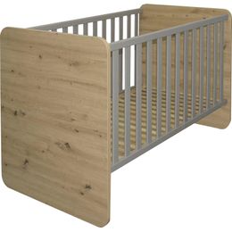M&auml;usbacher Babybett M&Auml;USBACHER, braun (asteiche, kreidegrau), B:78cm H:93cm, Holzwerkstoff, Babybetten, Babybett