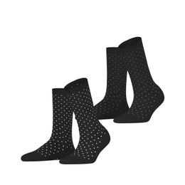 Socken Esprit "Fine Dot", Damen, Gr. 39-42, schwarz-wei&szlig; (schwarz), Baumwollmischung, gepunktet, normal, Socken Socken, mit Punkten, schmales B&uuml;ndchen, Baumwoll-Mix