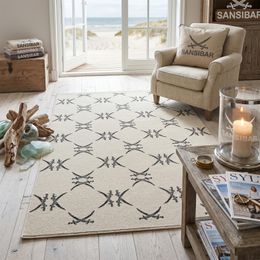 Teppich Sansibar "Heide SA-037", creme, B:120cm H:10mm L:170cm, Polypropylen, Teppiche, Teppich, modernes Design, mit Motiv: gekreuzte S&auml;bel, Wohnzimmer