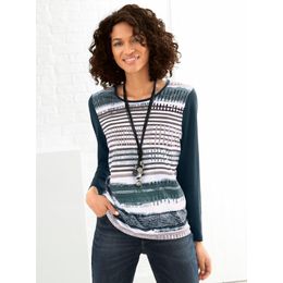Langarmshirt Casual Looks "Shirt", Damen, Gr. 40, braun (tanne, gestreift), 50% Baumwolle, 50% Modal, bedruckt, gemustert, gestreift, mehrfarbig, Rundhals, Shirts Langarmshirt