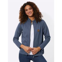Shirtjacke Casual Looks "Sweatjacke", Damen, Gr. 46, blau (rauchblau), 100% Baumwolle, unifarben, Shirts Shirtjacke