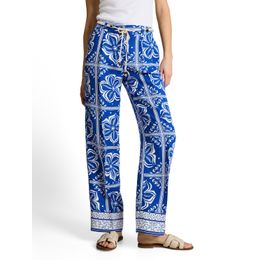 Stoffhose Tom Tailor, Damen, Gr. 36, L&auml;nge 30, blau flower tile, Web, Obermaterial: 55% Lyocell, 45% Viskose. Futter: 100% Viskose, bedruckt, loose fit lang, Hosen Stoffhose, mit All-Over Print