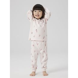 Pyjama name it "NMFNIGHTSET BALLARINA NOOS", M&auml;dchen, Gr. 122/128, pearl, Jersey, Obermaterial: 95% Baumwolle, 5% Elasthan, bedruckt, regular fit normal, Rundhals, Homewear-Sets Pyjama