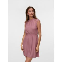 V&eacute;ro Moda Minikleid VERO MODA "VMMILLA SL SHORT LACE DRESS NOOS", Damen, Gr. S, N-Gr, nostalgia rose, Jersey, Obermaterial: 95% Polyester, 5% Elasthan, unifarben, kurz, Rundhals, Kleider Minikleid, Materialmix, Spitze