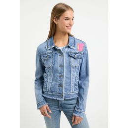 Frieda & Freddies New York Jeansjacke FRIEDA & FREDDIES "Denim Jacket / Petty with F-Badge", Damen, Gr. M, light blau used, 98% Baumwolle, 2% Elasthan, unifarben, ohne Ausschnitt, Jacken Jeansjacke