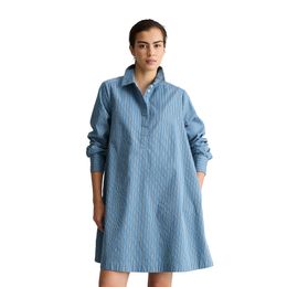 Marc O'Polo Hemdblusenkleid MARC O'POLO DENIM "aus Organic Cotton-Lyocell-Mix", Damen, Gr. XL, Normalgr&ouml;&szlig;en, light blau, Obermaterial: 69% Baumwolle, 31% Lyocell, gestreift, regular fit kurz, Manschette, Kleider