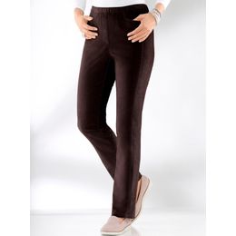 Schlupfhose Casual Looks, Damen, Gr. 22, Kurzgr&ouml;&szlig;en, braun (schokobraun), 98% Baumwolle, 2% Elasthan, unifarben, lang, Hosen Schlupfhose