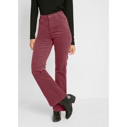 bonprix Stretch-Cord-Schlaghose mit High-Waist-Bequembund, rot, Gr.52, Stylische Cord-Schlaghose in bewegungselastischer Qualit&auml;t., aus Cord