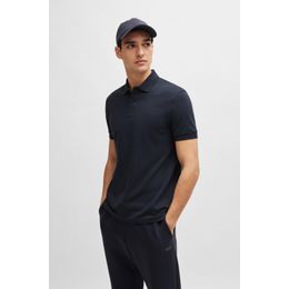 Poloshirt BOSS Green "Pio", Herren, Gr. XL, blau (dunkelblau), Jersey, Obermaterial: 100% Baumwolle, unifarben, regular fit normal, hoch geschlossener Ausschnitt, eingesetzt B&uuml;ndchen, Shirts, mit Polokragen