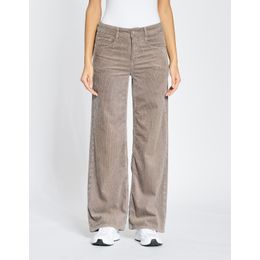 Stoffhose Gang "Gang Hosen Wide Fit 94AMELIE WIDE", Damen, Gr. 33, grau (light taupe), Cord, 47% Lyocell, 41% Baumwolle, 11% Polyester, 1% Elasthan, Hosen Stoffhose