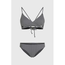 O`Neill Triangel-Bikini O'NEILL "ESSENTIALS BAAY MAOI BIKINI SET", Damen, Gr. 34, N-Gr, schwarz-wei&szlig; (schwarz micro), Obermaterial: 82% Polyamid, 18% Elasthan, Bikini-Sets Triangel-Bikini, Set mit 2 Teilen, Cups mit herausnehmbaren Pads