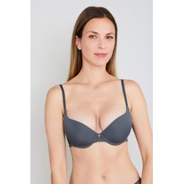 JOOP! T-Shirt-BH JOOP "Beautiful", Damen, Gr. 70, Cup E, grau (anthra), Obermaterial: 52% Polyamid, 40% Polyester, 8% Elasthan, unifarben, Basic, comfort fit, BHs T-Shirt-BH, nahtlose Cups, glatter Look, weiche Stretch-Qualit&auml;t