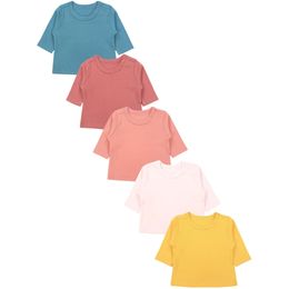 Langarmshirt TUPTAM "Shirt Baby M&auml;dchen Langarmshirt 5er Set", M&auml;dchen, Gr. 50, beige (braun_pink_blau_gelb), Obermaterial: 100% Baumwolle CO., Shirts Langarmshirt