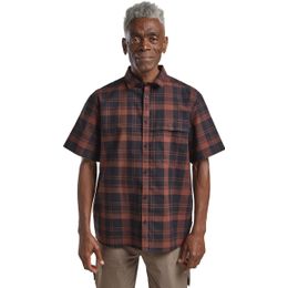Kurzarmhemd Jack Wolfskin "GREAT PLAINS SHIRT M", Herren, Gr. M (50), Normalgr&ouml;&szlig;en, blau (check, schwarznavy), Obermaterial: 55% Hanf, 45% Baumwolle, Hemden