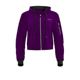Trainingsjacke WINSHAPE "Functional Comfort One Pocket Jacket", Damen, Gr. L, lila (schwarz plum), 85% Polyester, 15% Elasthan, ohne Ausschnitt, Jacken Trainingsjacke, J009C