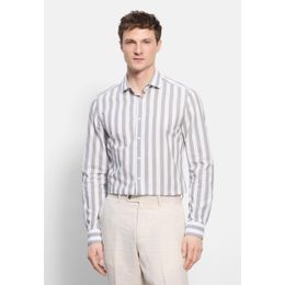Businesshemd OLYMP "OLYMP Level Five garment washed, body fit, Kent", Herren, Gr. 38, Normaler Arm, oliv, 100% Baumwolle, Hemden