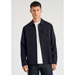 Outdoorhemd Junk De Luxe "Hemdjacke Relaxed Fit", Herren, Gr. L, Normalgr&ouml;&szlig;en, navy, Obermaterial: 65% Polyester, 31% Viskose, 4% Elasthan, Hemden