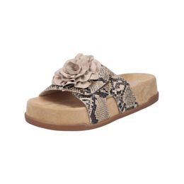 Pantolette Rieker "Rieker Pantoletten Lederimitat", Damen, Gr. 37, beige, Lederimitat, Schuhe Pantolette