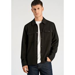 Outdoorhemd Junk De Luxe "Hemdjacke Relaxed Fit", Herren, Gr. L, Normalgr&ouml;&szlig;en, schwarz, Obermaterial: 65% Polyester, 31% Viskose, 4% Elasthan, Hemden