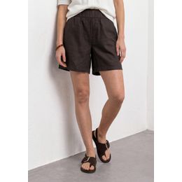 Shorts Street One, Damen, Gr. 38, braun (espresso braun), Stoff, 100% Leinen, unifarben, loose fit kurz, Hosen Shorts, aus Leinen