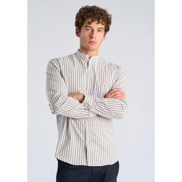 Businesshemd LINDBERGH "Oxford-Hemd (Langarm) Relaxed Fit", Herren, Gr. L, Normalgr&ouml;&szlig;en, dk stone, Obermaterial: 98% Baumwolle, 2% Elasthan, Hemden