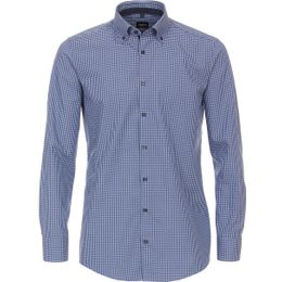 Businesshemd Venti "Venti Businesshemd kariert", Herren, Gr. 40, Normalgr&ouml;&szlig;en, blau (mittelblau), 100% Baumwolle, kariert, schmal, Hemden