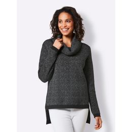 CREATION L PREMIUM Wit Damen Jacquard-Pullover mit Rollkragen, graphit-grau-gemustert, Gr&ouml;&szlig;e 36