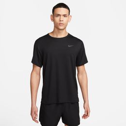 Laufshirt Nike "M NK DF UV MILER SS", Herren, Gr. L, schwarz (schwarz, reflective silv), Obermaterial: 100% Polyester, normal, Shirts Laufshirt