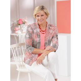 2-in-1-Shirt CLASSIC "Shirt", Damen, Gr. 40, rosa (flamingo, grau, bedruckt), 70% Polyester, 30% Viskose, gebl&uuml;mt, gemustert, mehrfarbig, V-Ausschnitt, Shirts 2-in-1 Shirt