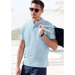 Henleyshirt John Devin "mit Stehkragen", Herren, Gr. L (52/54), blau (hellblau), Piqu&eacute;, Obermaterial: 100% Baumwolle, unifarben, regular fit normal, Rundhals, abgesteppte Kante, Shirts, Regular-Fit, aus Baumwoll-Piqu&eacute;