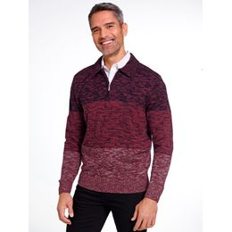 Polokragenpullover CLASSIC "Pullover", Herren, Gr. 52, rot (schwarz, dunkelrot, gemustert), 100% Polyacryl, gemustert, mehrfarbig, Pullover