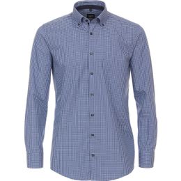 Businesshemd Venti "Venti Businesshemd kariert", Herren, Gr. 39, Normalgr&ouml;&szlig;en, blau (mittelblau), 100% Baumwolle, kariert, schmal, Hemden