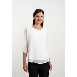 Chiffonbluse Seidel Moden, Damen, Gr. 44, sanftes wei&szlig;, Single Jersey, Obermaterial: 100% Polyester. Obermaterial 2: 95% Viskose, 5% Elasthan, unifarben, l&auml;ssig geschnitten h&uuml;ftbedeckend, Rundhals, Blusen Chiffonbluse, MADE IN GERMANY