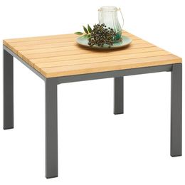 Ambia Garden Loungetisch, Anthrazit, Natur, Holz, Metall, Eukalyptusholz, massiv, quadratisch, eckig, 65x40x65 cm, Loungem&ouml;bel, Loungetische