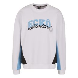 Rundhalspullover Ecko Unltd. "Ecko Unltd. Pullover Drap", Herren, Gr. L, hellwei&szlig;, 80% Baumwolle, 20% Polyester, mehrfarbig, normal, Rundhals, Pullover Rundhalspullover
