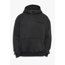 Kapuzensweatshirt DROPSIZE "Dropsize HEAVY OVERSIZE EMBO HOODIE", Herren, Gr. S, acid washed schwarz, 70% Baumwolle, 30% Polyester, Rundhals, Sweatshirts