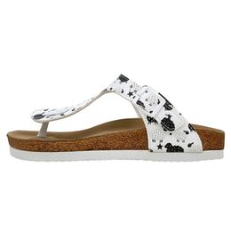 Zehentrenner DOGO "Lila Zehentrenner Count Sheeps Damen Sandalen", Damen, Gr. 37, Normalschaft, wei&szlig;, Lederimitat, Schuhe Zehentrenner, Handgefertigt