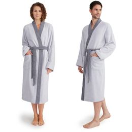 M&ouml;ve Unisex-Bademantel M&Ouml;VE "Superwuschel Kimono mit Blende" Gr. XL, silber (silber, stone), L:130cm, Walkfrottier, Hausm&auml;ntel, ideal f&uuml;r Sauna & Spa, Hotelbademantel