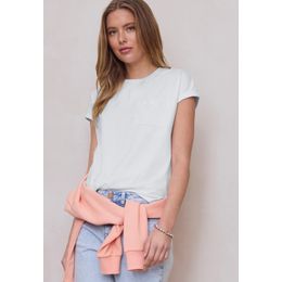 T-Shirt STREET ONE STUDIO, Damen, Gr. 42, wei&szlig;, Web, 48% Baumwolle, 48% Modal, 4% Elasthan, unifarben, comfort fit normal, Rundhals, normaler Saum, Shirts T-Shirt, mit Brusttasche