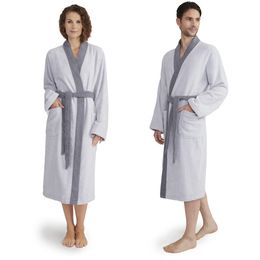 M&ouml;ve Unisex-Bademantel M&Ouml;VE "Superwuschel Kimono mit Blende" Gr. XXXL, silber (silber, stone), L:130cm, Walkfrottier, Hausm&auml;ntel, ideal f&uuml;r Sauna & Spa, Hotelbademantel